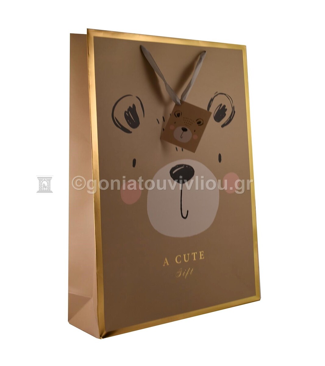 INTERDRUK ΤΣΑΝΤΑ ΔΩΡΟΥ ΧΑΡΤΙΝΗ GOLD JUMBO 36x46x10cm ΜΠΕΖ ΜΕ ΑΡΚΟΥΔΑΚΙ ...
